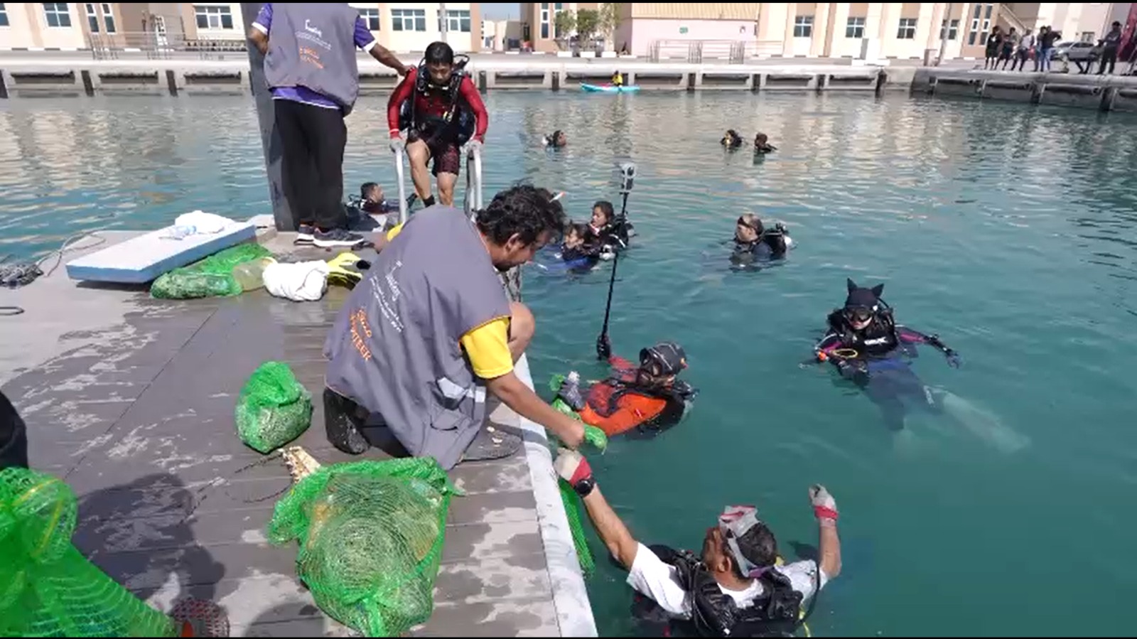 Most participants in an underwater clean-up simultaneously (multiple ...